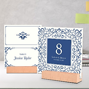 Baoz 12 PCS Wood Place Card Holders Table Number Stands Picture Holder Acrylic Sign Holders 3.9 X 1.1 X 0.7 inch for Retail Shop Cafe Wedding Dinner Home Party Events Decoration