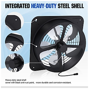 Pumplus MAX 2000CFM Solar Attic Fan All-in-one Kit, Powered by 100W Solar Panel, 14in Hosing Fan for Attic, Barn, Bullpen- DELIVERY IN 2 PARCELS