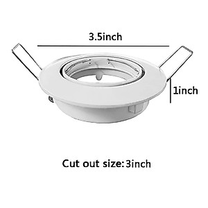 ECHENLED 6 Pack EC8145-3G LED Downlight Fixture Housing MR16 Cut Out Size: 3inch Aluminium GU10 Trimless Recessed Round Frame (White)