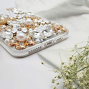 Guppy for iPhone 11 Case Women Luxury 3D Bling Shiny Rhinestone Diamond Crystal Pearl Handmade Pendant Iron Tower Pumpkin Car Flowers Soft Protective Anti-Fall Case for iPhone 11
