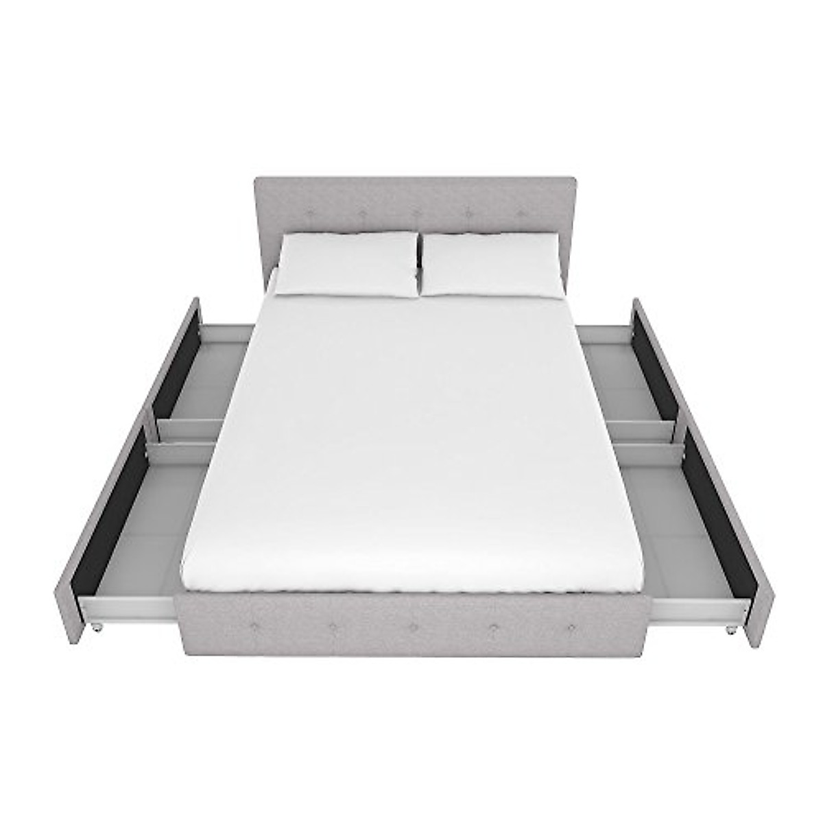 DHP Rose Upholstered Platform Bed with Underbed Storage Drawers and Button Tufted Headboard and Footboard, No Box Spring Needed, Queen, Gray Linen