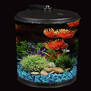 Koller Products AquaView 2-Gallon Plastic 360 Aquarium with Power Filter & LED Lighting for Tropical Fish - Betta Fish