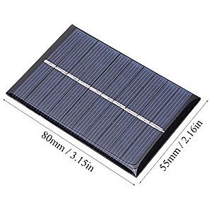 2Pcs 0.6W 5V Solar Panel, Polysilicon Solar Panel for Small Power Appliances, 80x55mm Solar Charging Panel for Emergency Lights, Advertising Lights