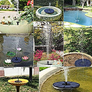 Solar Fountain Pump, SIYIBAEBY 3W Solar Water Pump Fountain Built-in 1200mAh Battery& 6 Nozzles, Floating Water Fountains Pump for Bird Baths, Garden, Fish Tank, Pond, Pool, Aquarium, Patio Outdoor