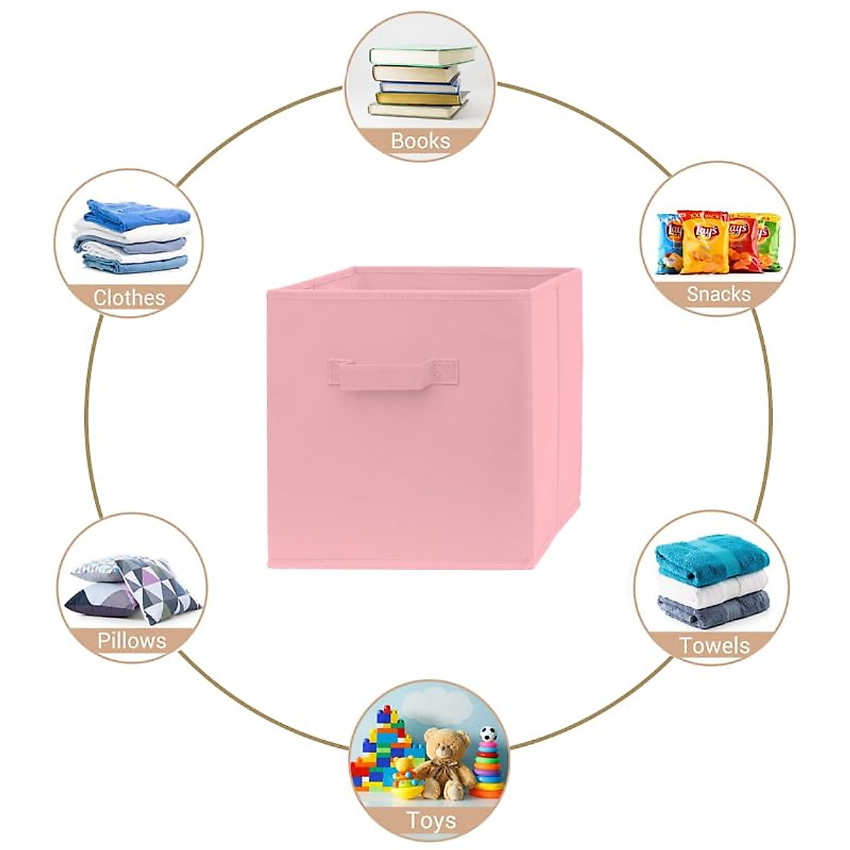 Largoda Storage Cubes,11.4 inch Cube Storage Bins (6 Pack) Storage Bins with Handles,Rectangle Storage Box,for clothes toys books and more,rainbow storage bins Includes 2 stickers