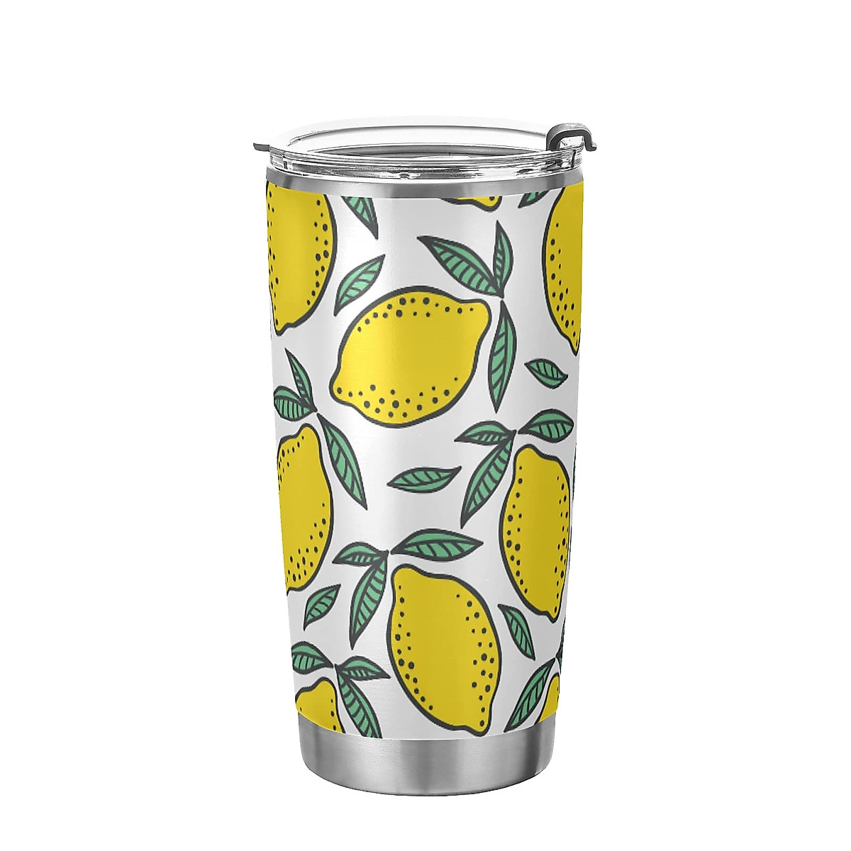 Yasala Tumbler Cute Lemon Pattern Insulated Office Coffee Cup Back to School Beverage Container Travel Mug with Straw and Lid Double Wall Stainless Steel 20oz