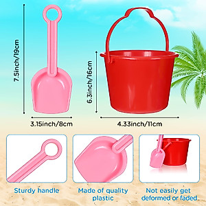 Junkin 24 Sets Beach Sand Buckets and Shovels for Kids Bulk 6.3" Small Beach Pails and Sand Toys for Summer Holiday Party- 24 Bucket+24 Shovels (Cute)