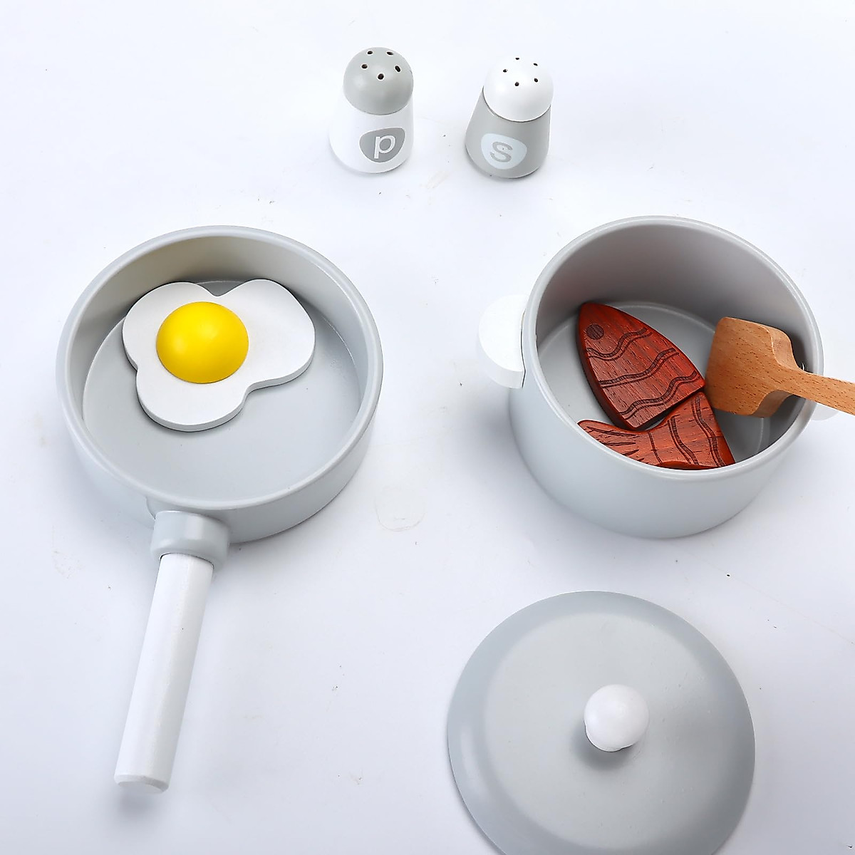 Wooden Kitchen Sets for Kids Montessori Kitchen Play Food Sets for 3 4 5+ Years Old Kitchen Tableware Wodden Set for Toddlers Play Food Sets for Kids Boys Girls Gifts