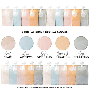 Sweetie Sips Reusable Food Pouches 10-Pack 6oz Baby Food Storage Refillable Toddler Squeeze Pouch for Kids Washable Freezer Safe Homemade Purees Smoothies