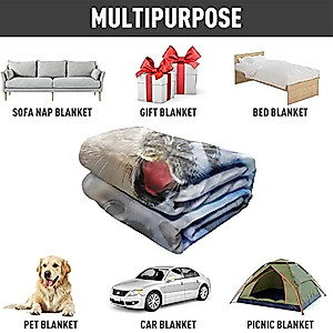 HommomH 60"x80" Blanket Soft Fluffy Flannel Fleece Throw White Cute Seal