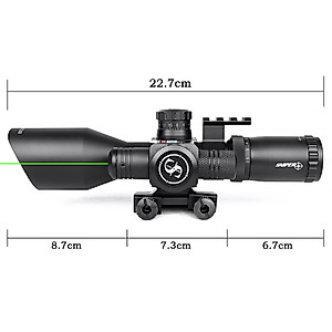Sniper ST2.5-10x40 Rifle Scope Combo with Green Laser R/G Illuminated Reticle Red Dot Sight