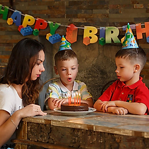 Building Block Birthday Party Supplies Banner by Aliza | Baby Boy Toddler Kids Birthday Decorations – Huge 7-feet Long Brick Themed Birthday Decor – The Perfect Decoration for Your Party