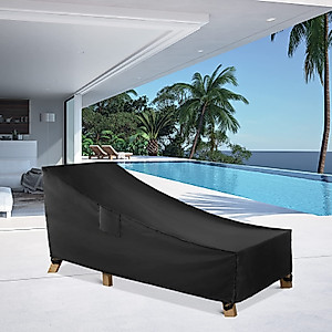 WLEAFJ Patio Chaise Lounge Cover Waterproof, Heavy Duty Outdoor Lounge Chair Covers, Black Durable Patio Furniture Covers, 78L x 34W x 32H inch