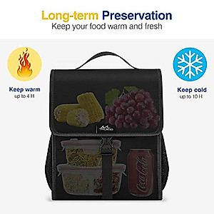 MoKo Insulated Lunch Bag, Reusable Cooler Tote Bag, Collapsible Multi-use Lunch Box, Thermal Lunch Sack with Zipper Closure for Travel Picnic Office, Black