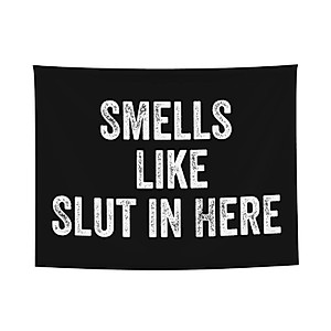 Haebfsl 29x37in Aesthetic Trippy Smells Like Slut In Here Tapestry For Bedroom And Living Room Decor