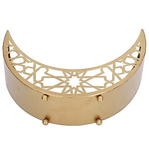 Moon Shape Ramadan Tray, Large Capacity 11.8x8.3x3.1in Decorative Iron Serving Tray, EID Tray Can be Used as Cake Display Stand for Snacks, Fruit, Bread