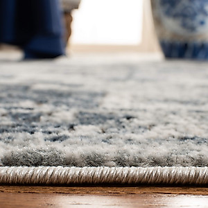 MARTHA STEWART x SAFAVIEH 9' x 12' Navy/Ivory MSR883N Denver Traditional Medallion Non-Shedding Area Rug