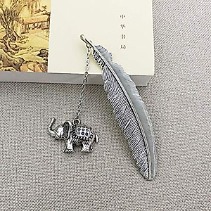 Luminous Bookmarks for Book Lovers 3D Feather Metal Feather Book Marks for Women Glow in The Dark Bookmarks (Elephant)