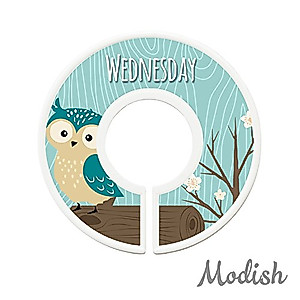 Modish Labels, Weekly Clothes Organizer, Days of the Week Closet Organizer System, Daily Closet Organizer, Closet Dividers, School Clothes Dividers (Woodland Boy)