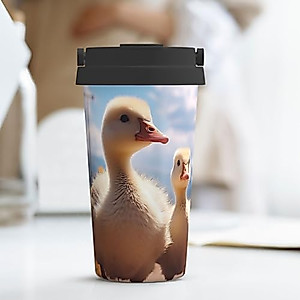 GTKSYNVE Reusable Coffee Mug with Lid and Handle, Cute Goose Tumbler for Hot & Cold Drinks 16oz Stainless Steel Insulated Coffee Tumblers Double Wall Vacuum Thermal Cup