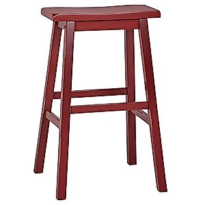 Amazon Brand – Stone & Beam Cottage Wood Bar Stool, 29"H, Red