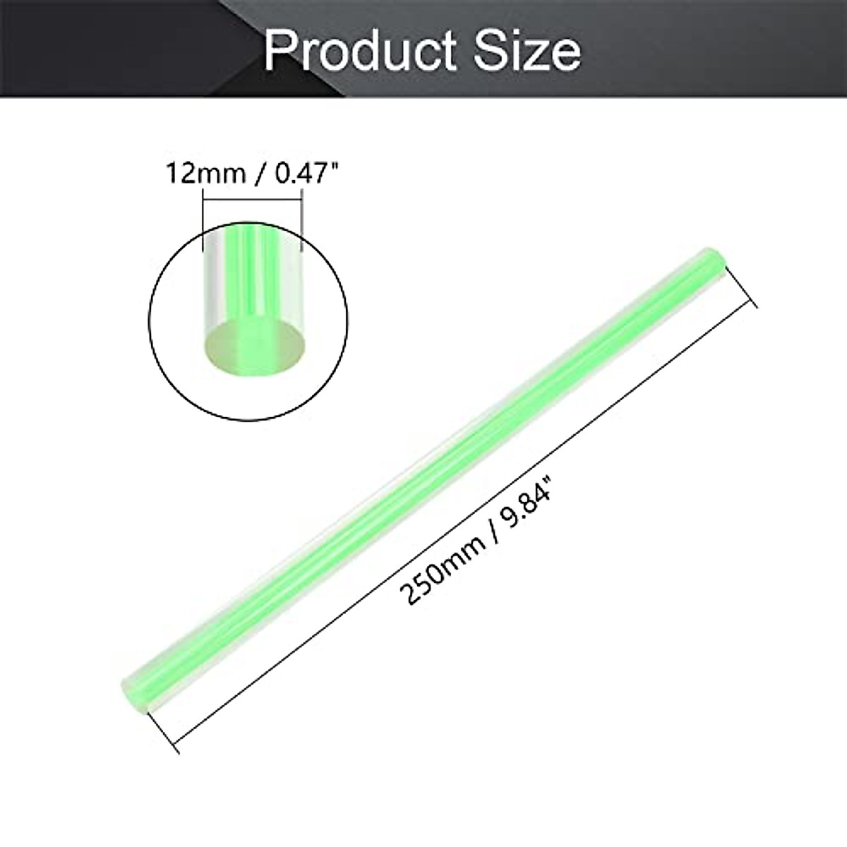 Fielect Green Straight Line Acrylic Round Rod Standard Plexiglas Tolerance Lightweight for DIY 12mm Diameter 250mm Height 1Pcs