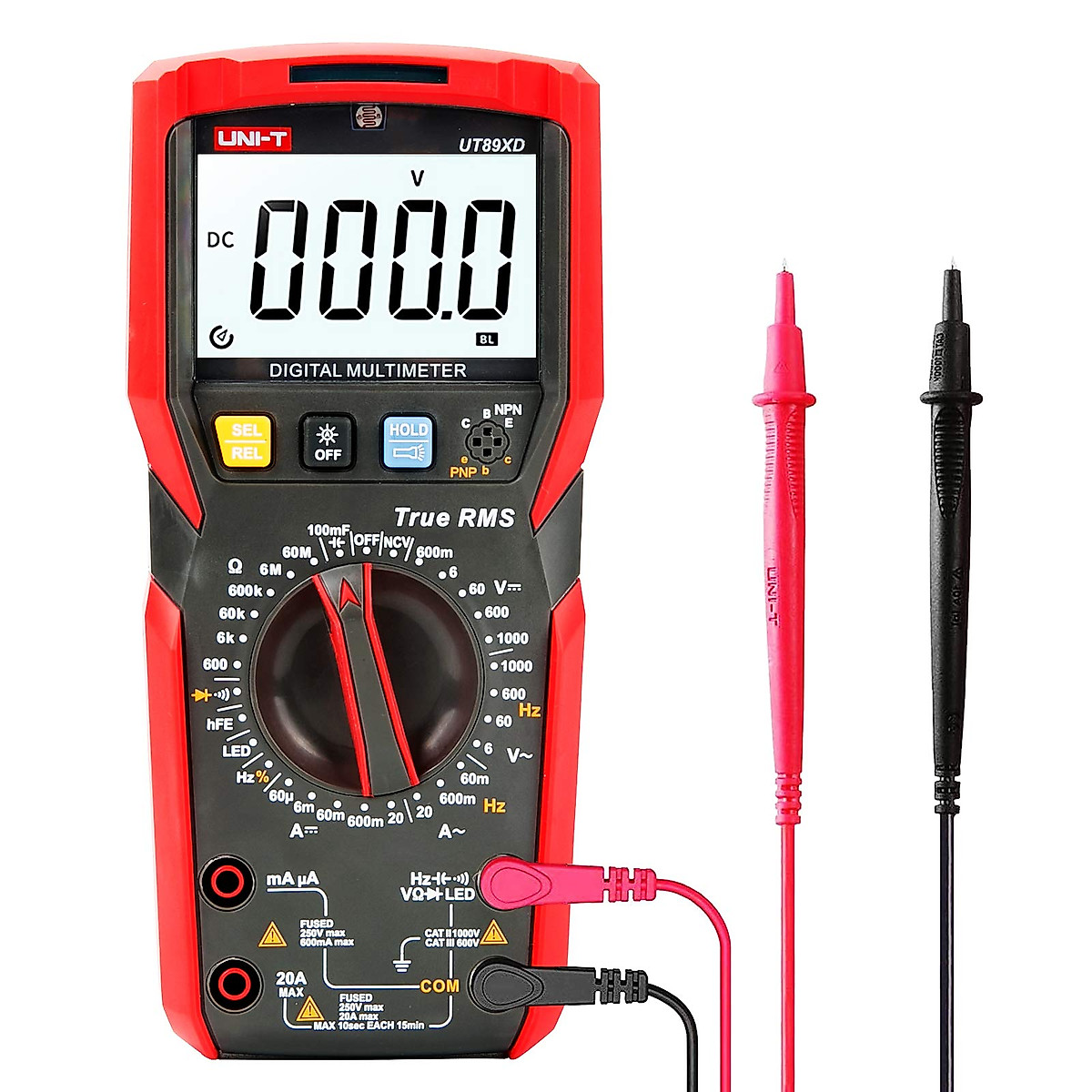 UNI-T UT89XD True RMS 6000 Counts LED Digital multimeter Test ac dc Voltmeter Ammeter Capacitance Frequency Resistance Test