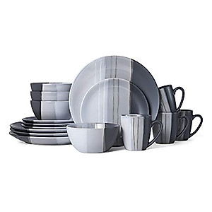 Pfaltzgraff Parker Gray 16 Piece Dinnerware Set, Service for 4