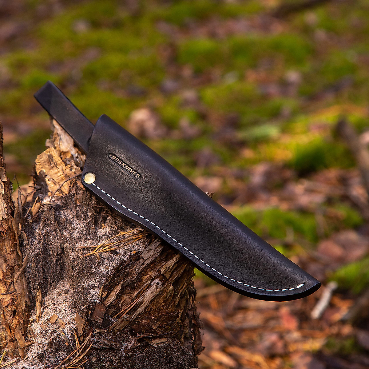 BPS Knives - Belt Knife Sheath - Black Leather Sheath for Mora Garberg - Sheath with Belt Loop for Vertical Carry of Fixed Blade Knife - Free Suspension Leather Case