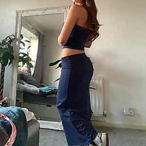 Vintage Lace Maxi Skirt Set Women 2 Piece Outfit Strapless Split Tube Top and Maxi Skirt Set Summer Going Out Streetwear (Tube-Black, M)