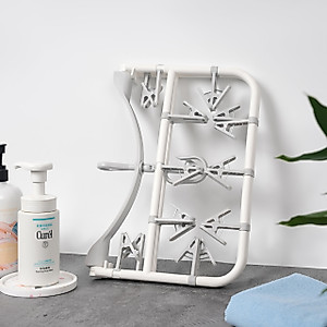 Foshine Clothes Drying Racks Foldable Clip Hangers Drip Hanger Plastic with 20 Drying Clips (Light Grey-Rectangle)