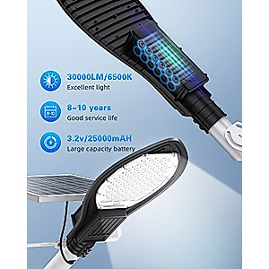 LED Solar Street Lights Outdoor Waterproof,A-ZONE Modern Leaf Shape 500W Dusk to Dawn Solar Street Lamp Remote Control Light 30000 Lumens with Separate Panel for Backyard,Parking Lot,Garage