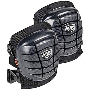 Klein Tools 60184 Knee Pads, Lightweight Gel Knee Pads with Slip Resistant Rubber Caps and Adjustable Straps, Great for Construction, Black