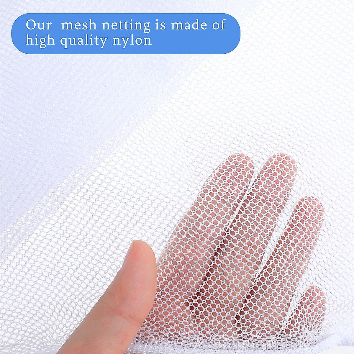 White Mesh Fabric 62 x 59-inch Slightly Stretchy Soft Mesh Fabric Netting for Netting Bag Shopping Bag, Backpack Pocket and Straps, Netting Clothes and Sewing Projects
