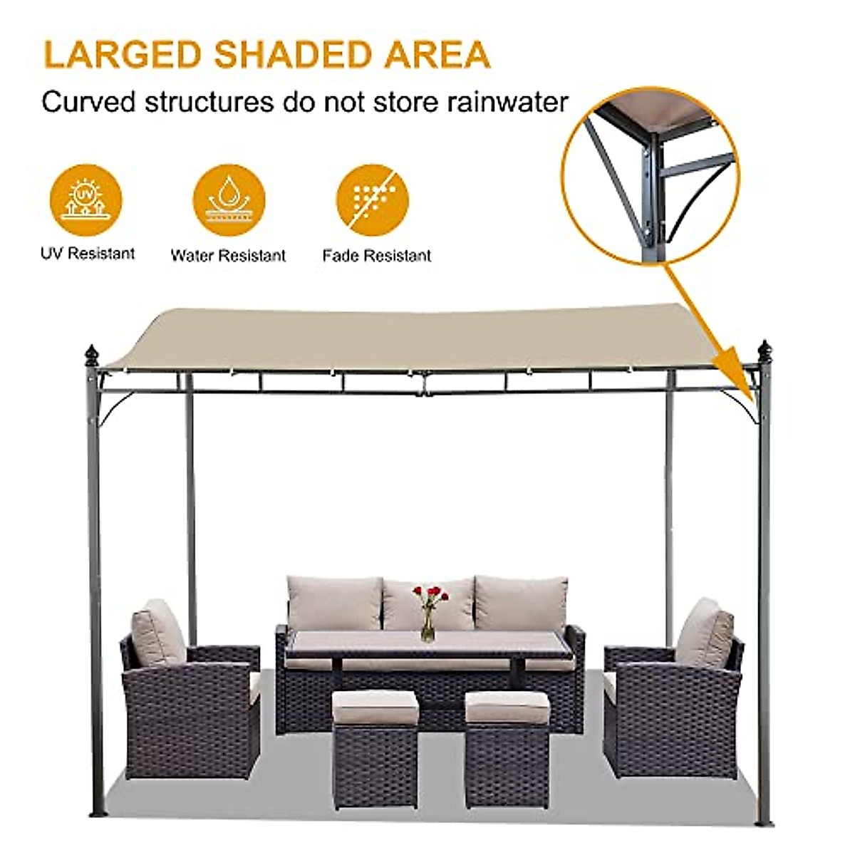 Aweather Metal Pergola Gazebo for Patio Backyard,Sun Shade Shelter for Porch Party,Garden,Grill Gazebo(Beige)