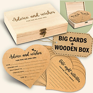 STOFINITY Advice and Wishes for The Mr and Mrs - Wedding Advice Cards for Bridal Shower Games, Advice for The Groom and Bride Box, Wishes for Bride Wedding Shower Decoration, Date Night Wish Card
