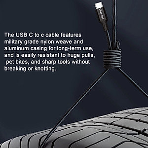 Dlwinsoc New Nylon USB C to USB C Cable (2-Pack，6ft ，60W) USB 2.0 Type C Fast Charging Cable for iPad Mini 6,iPad Air 2020, iPad Pro 2020, MacBook Air/Pro, Samsung Galaxy S21/20