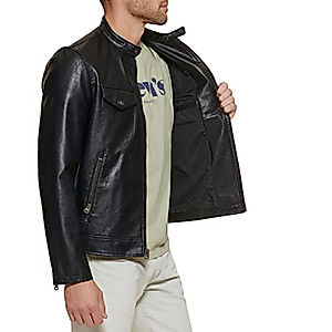 Levi's Men's Faux Leather Racer Jacket, Black, XX-Large