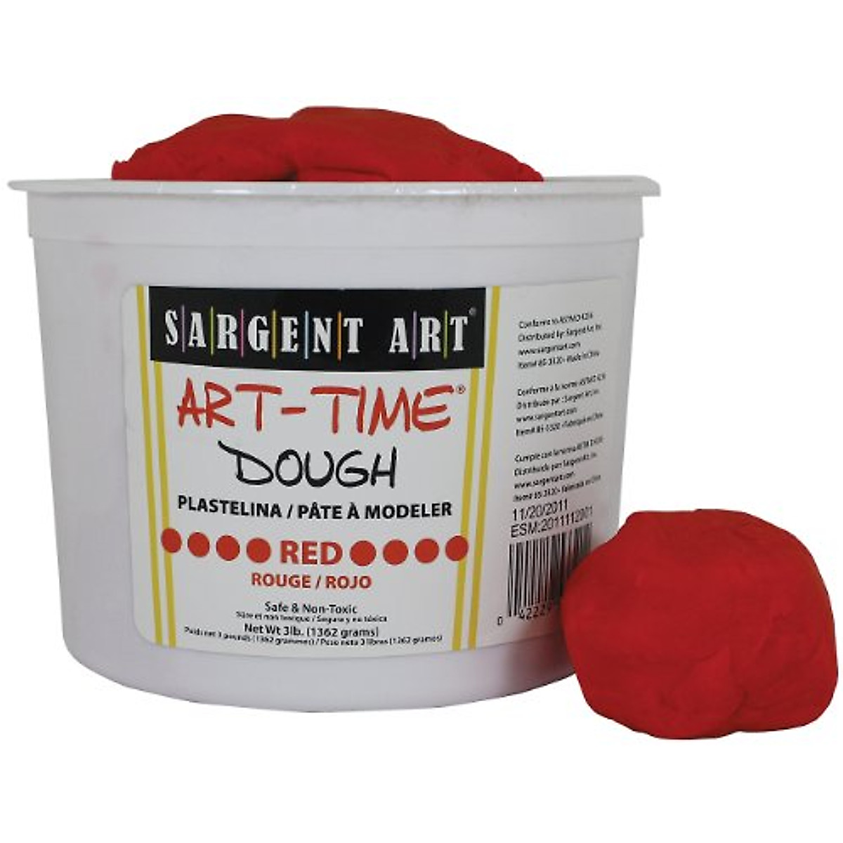 Sargent Art 3-Pound Art-Time Dough, Red, Non-Toxic, Very Malleable, Adaptable, Easy Storage, Reusable.