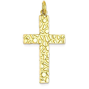 IceCarats 14K Yellow Gold Nugget Latin Mexican Holy Cross Necklace Religious Pendant Jesus Christ Charm Only