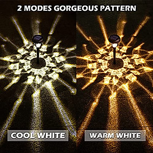 LeiDrail Solar Pathway Lights Outdoor, 2 Pack 2 Modes Bright Solar Path Light Metal Glass Waterproof for Garden Yard Patio Decoration Warm White/Cool White Landscape Lighting