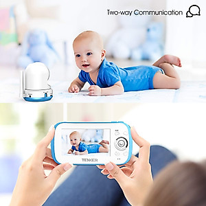 TENKER Video Baby Monitor with Camera and Audio, 4.3 LCD Baby Monitor with Night Vision, Non-WiFi, VOX, Lullaby, Two Way Talk, Temperature Detection, 270°Pan-Tilt-Zoom and Video Record