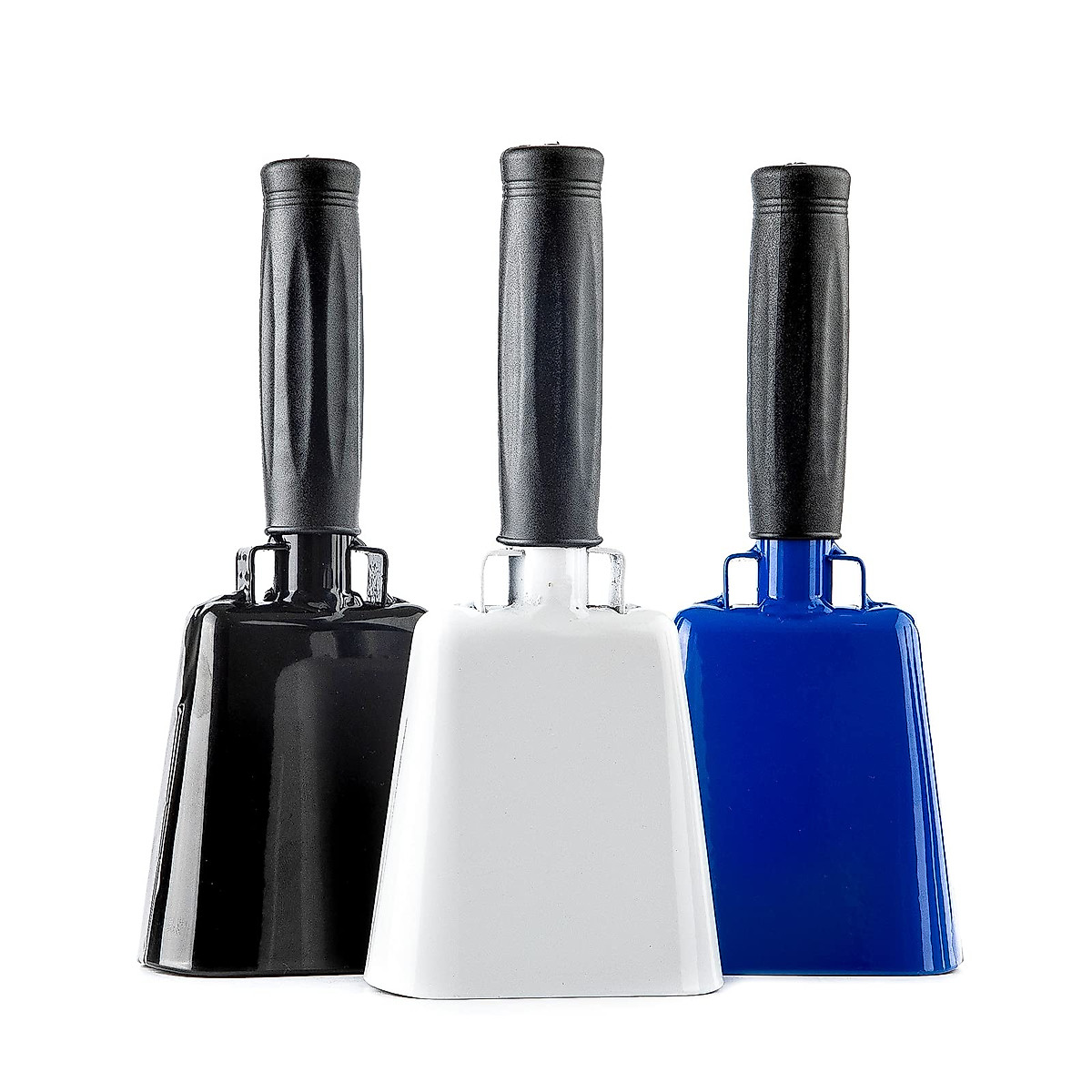 Steel Cow Bell with Handle Cowbells,Cheering Bell and Loud Noise Makers Hand Bells for Sporting Events,Football Games,School Bell,Farm Hand Chimes Percussion Musical Instruments (8 inch White)