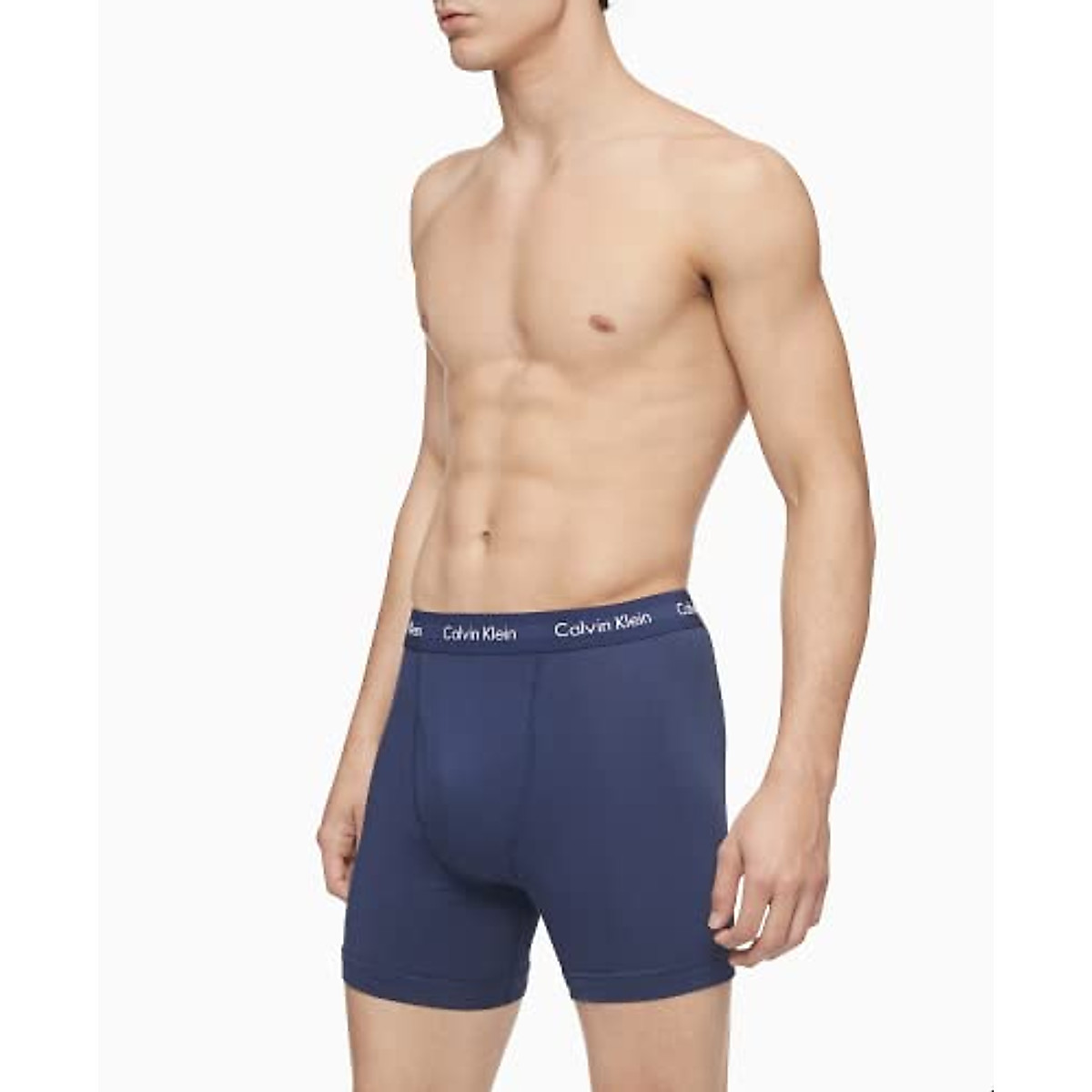 Calvin Klein Men's Cotton Stretch 3-Pack Boxer Brief, Black, Blue Shadow, Cobalt Water, M