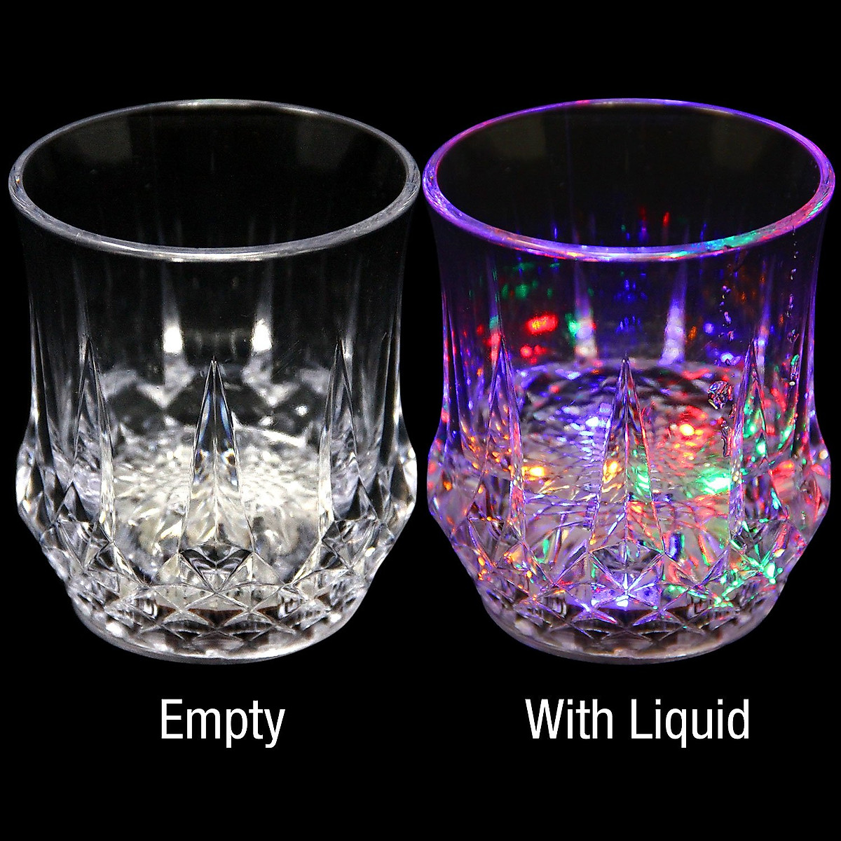 Liquid Activated Multicolor LED Glasses ~ Fun Light Up Drinking Tumblers - 6 oz. - Set of 4