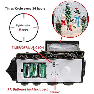 GenSwin Lighted Christmas Snow Globe Lantern, Battery Operated Snowman Musical Train LED Water Glittering with 6H Timer, Christmas Home Decoration Gift(Copper)
