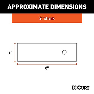 CURT 49537 2-Inch x 8-Inch Weld-On Raw Steel Trailer Hitch Bar Shank