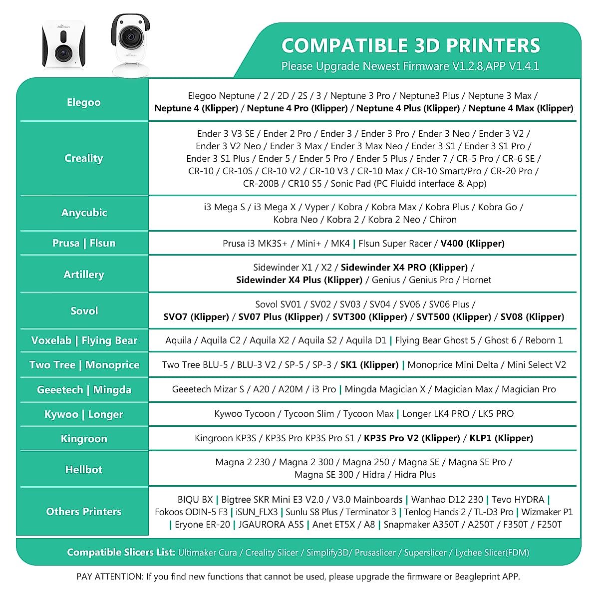 3D Printer Camera, Beagle Camera V2, WiFi Remote Monitor&Control, Plug&Play, Manual Focus Digital Zoom, Time-Lapse Video, Compatible with Klipper Elegoo Neptune 4 Series, Ender 3 V3 SE, etc 3D Print