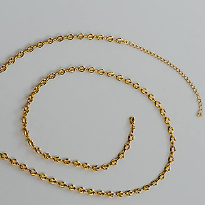 5mm Puffed Mariner Anchor Link Chain Belly Chain 37'' Adjustable | Gold Puffy Link Chain Body Chain