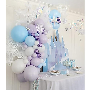 Blue and Purple Balloons Set, 50 PCS Blue 12 Inch Mermaid Balloons, Metallic Purple Blue White Latex Balloons Confetti Helium Balloons for Girls Mermaid Birthday Party Baby Shower Winter Supplies